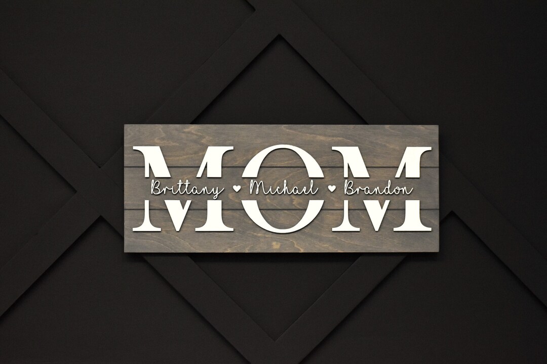 Mom Sign, Mother's Day Family Sign, Custom Wood Sign With Kids Names ...