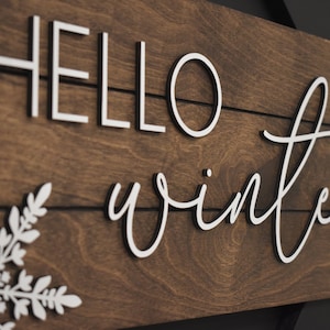 Hello Winter Sign, Custom Wood Winter Sign, 3D Sign, Seasonal Decor ...