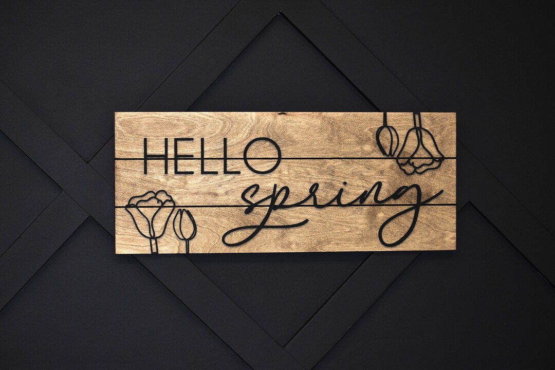 Hello Spring Sign, Custom Wood Spring Sign, 3D Sign, Easter Decor ...