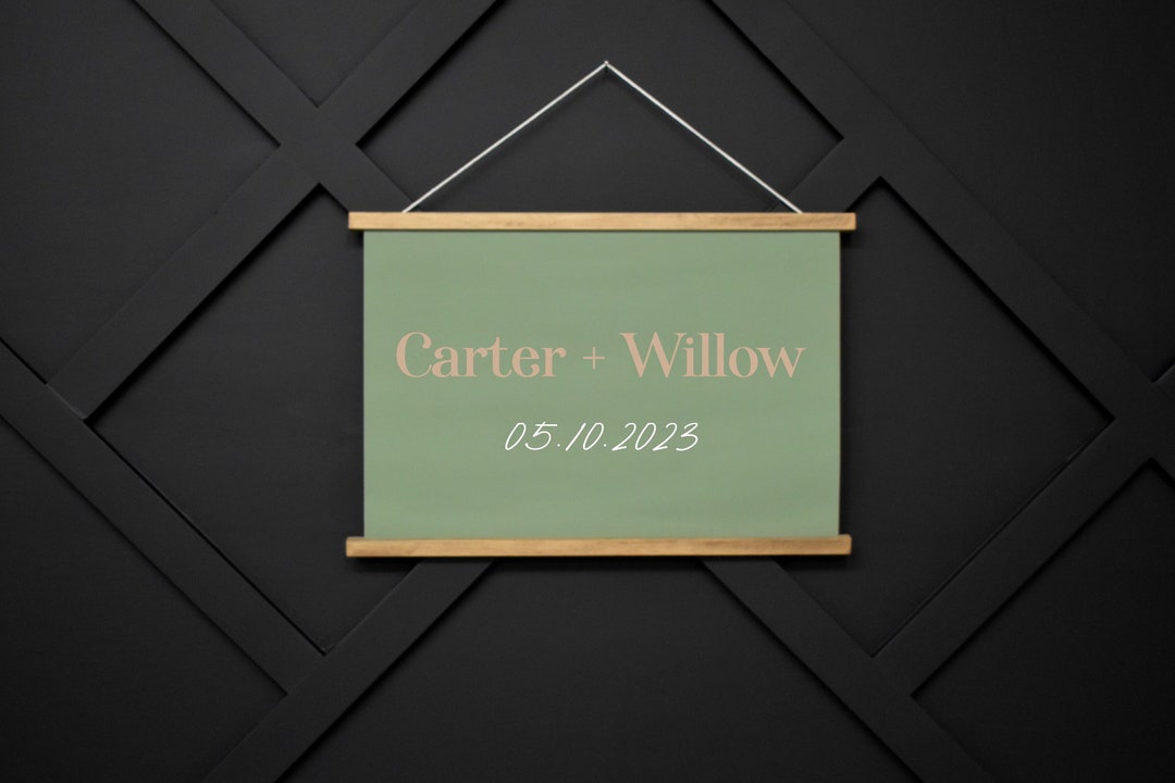 Canvas Name Sign Hanging Canvas Sign Wood Frame Sign Magnetic Canvas ...