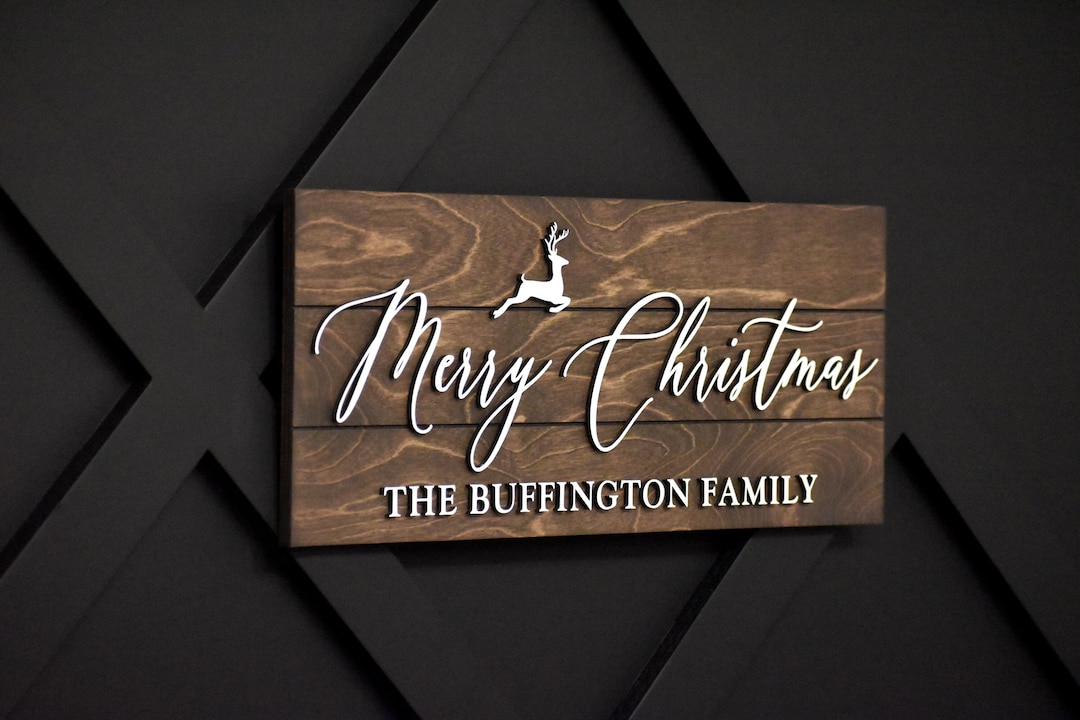 Merry Christmas Family Sign, Personalized Wood Sign, 3D Sign, Custom ...