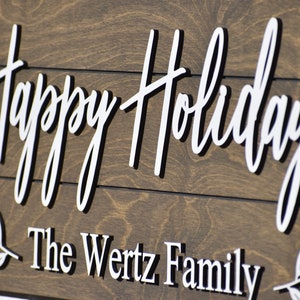 Custom Wood Sign 3D Sign Custom Christmas Gift Happy Holidays Name Sign ...