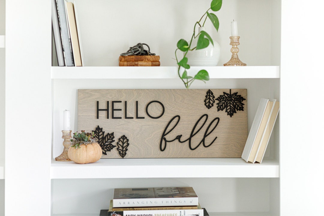 Hello Fall Sign, Seasonal Decor, Custom Wood Sign, 3D Sign ...