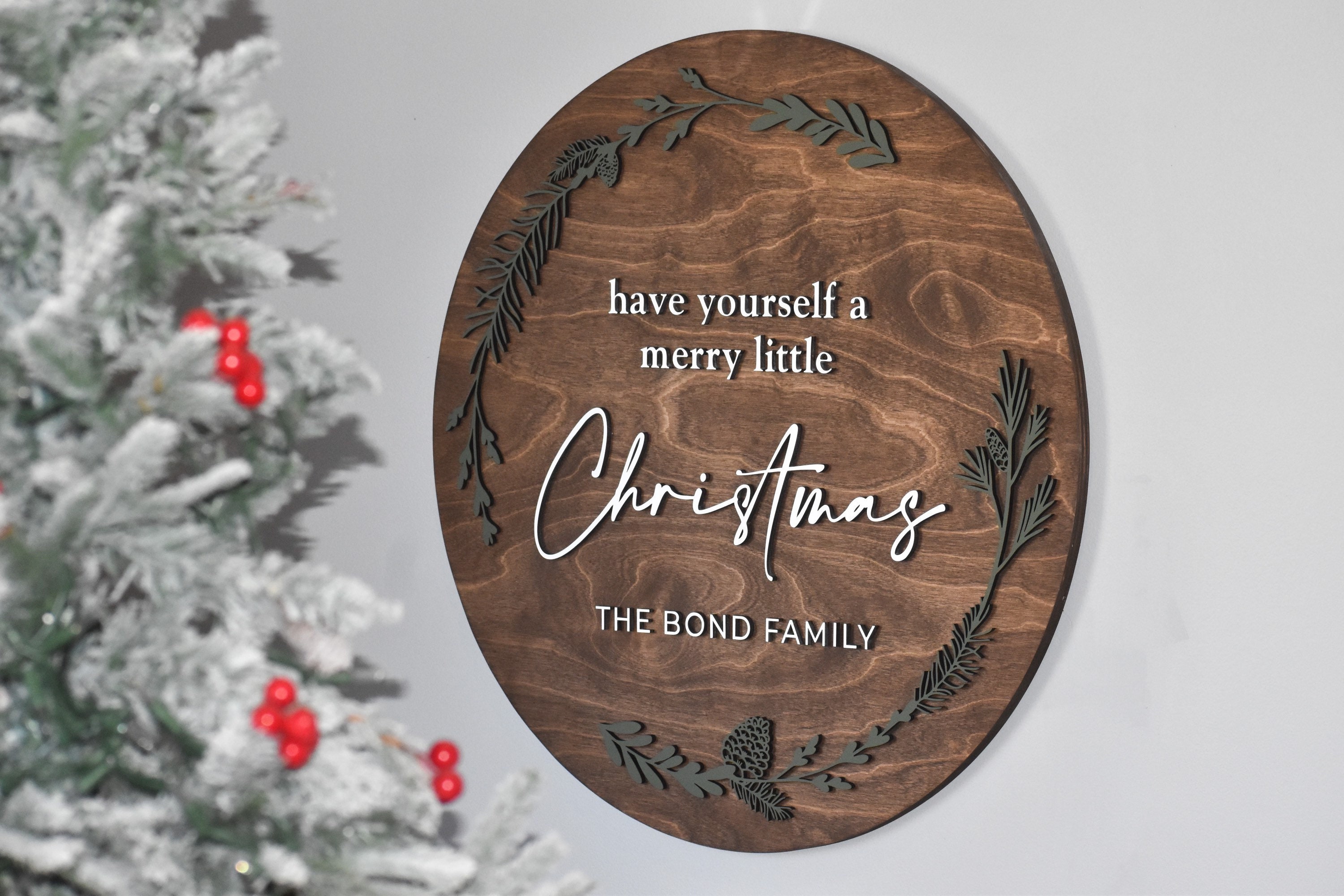 Circle Christmas Sign Custom Wood Sign 3D Sign Custom - Etsy
