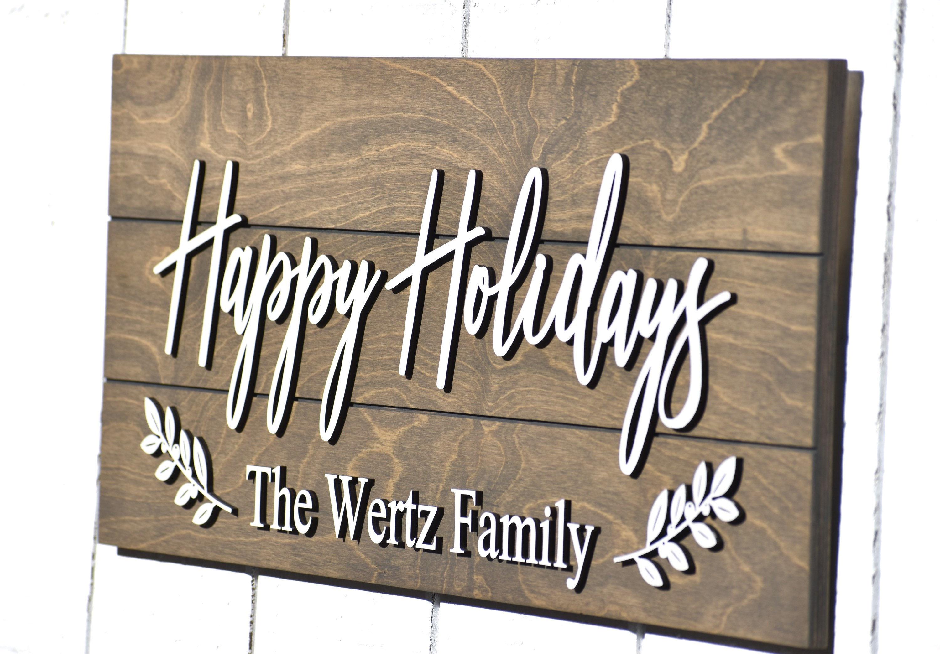 Custom Wood Sign - 3D Sign - Custom Christmas Gift - Happy Holidays ...
