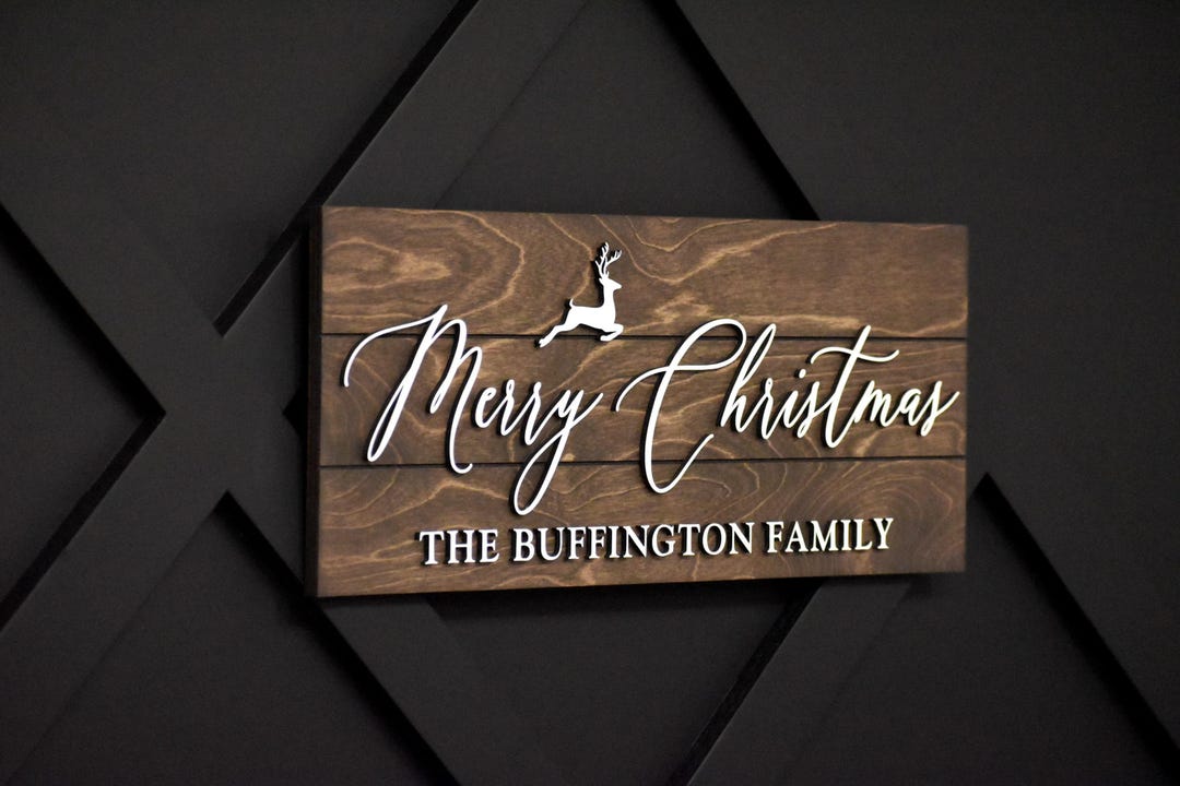 Merry Christmas Sign, Personalized Wood Sign, 3D Sign, Custom Christmas ...