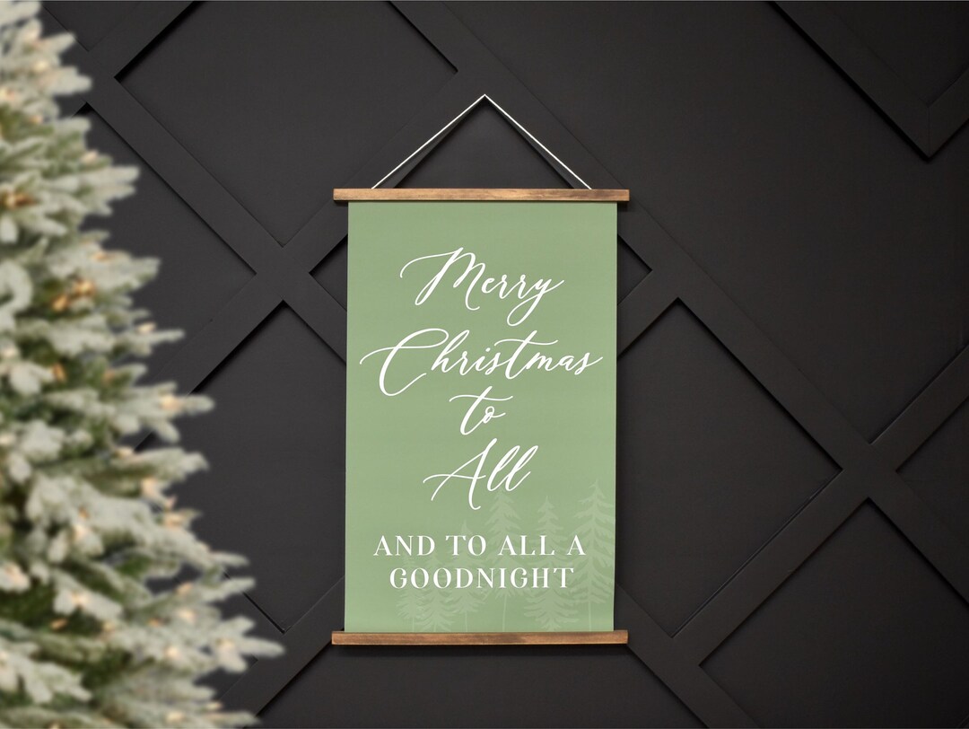 Merry Christmas to All Hanging Canvas Sign Wood Frame Sign Magnetic ...