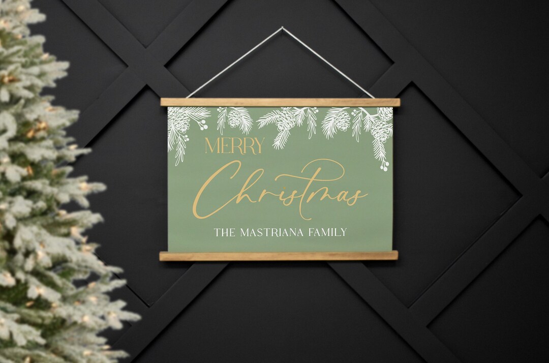 Merry Christmas Sign Hanging Canvas Sign Wood Frame Sign Magnetic ...