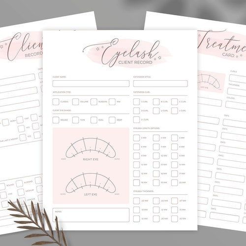 Eyelash Extension Client Card Lash Client Record Template - Etsy