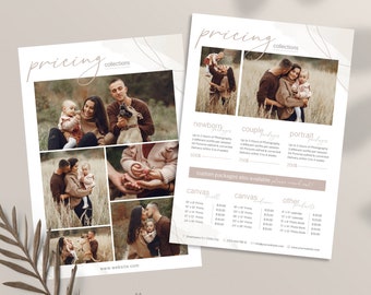 Price List Template for Photographers Photoshop PSD - Etsy