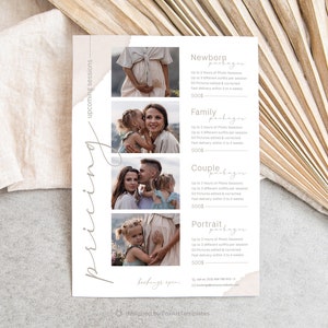 Photography Price List Photoshop Template - Etsy