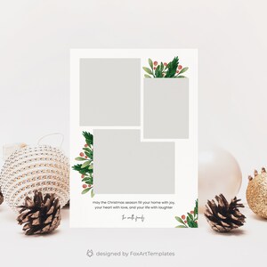 Editable Floral Christmas Card Template, Watercolor Christmas Card ...