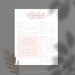 Eyelash Extension Client Card • Lash Client Record Template • Printable Lash Consultation Form ...