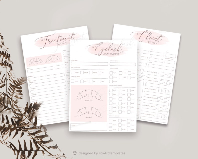 Eyelash Extension Client Card Lash Client Record Template - Etsy