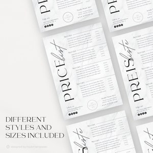 Editable Price List Template With Marble Texture - Etsy