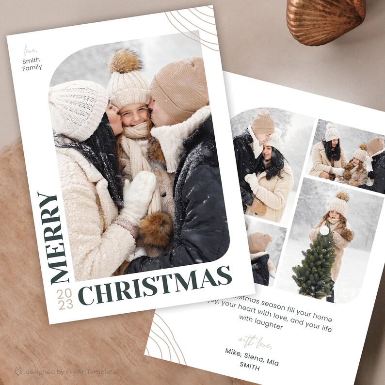 Holiday Card With Multiple Photos, Editable Christmas Card Template - Etsy