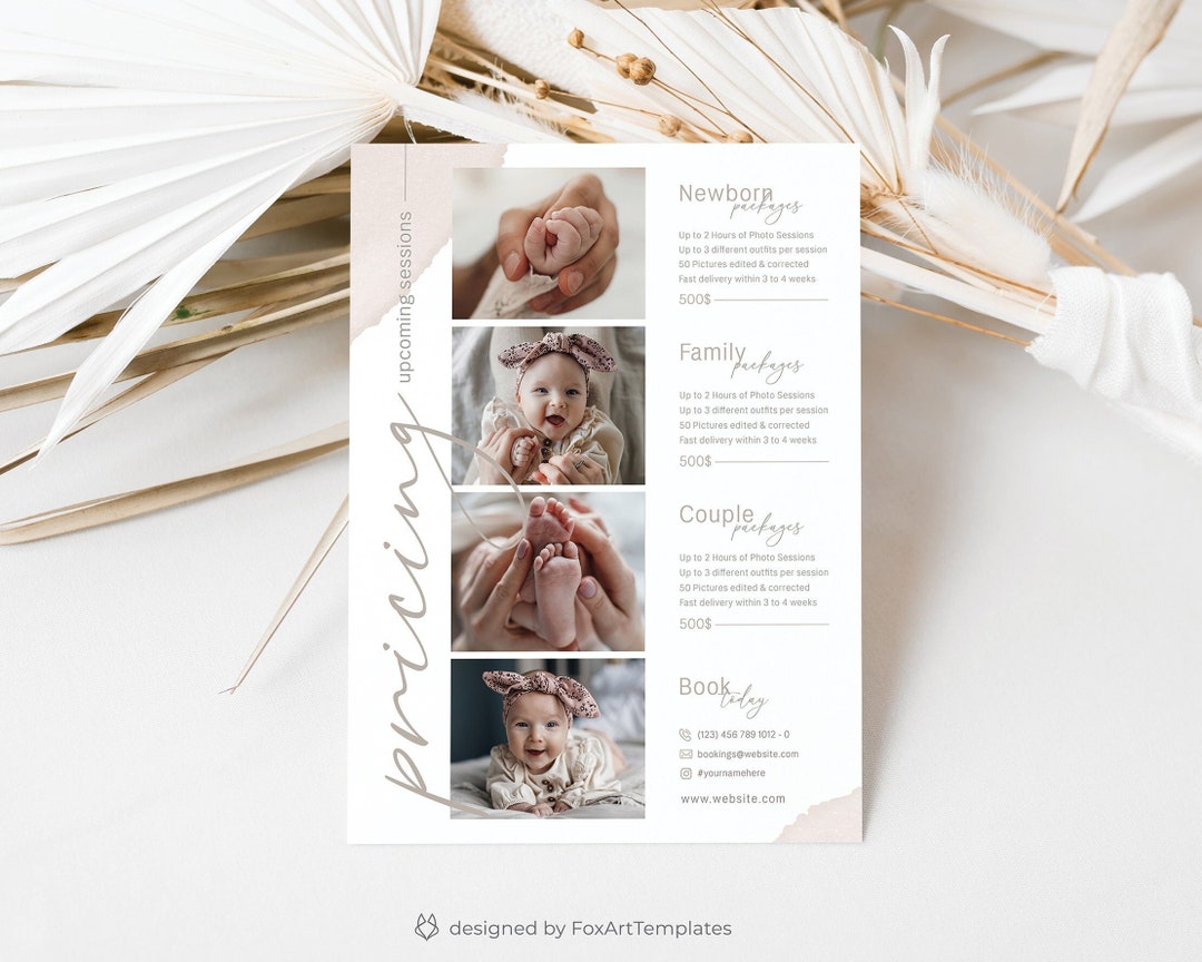 Price List Template for Photographers Photoshop PSD - Etsy