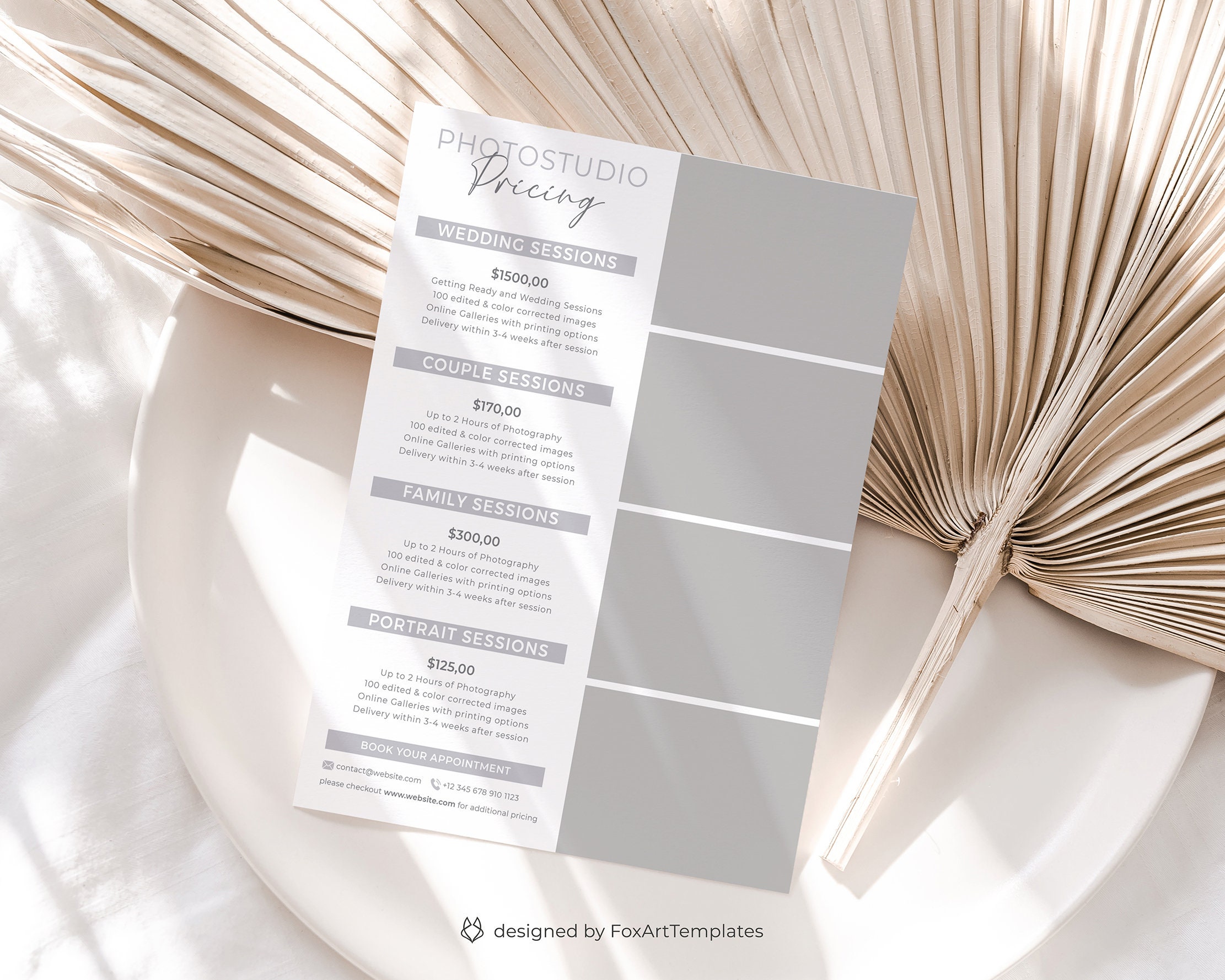 Photography Price List Photoshop Template - Etsy