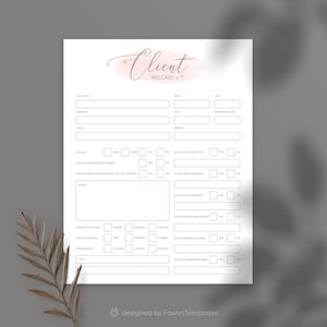 Eyelash Extension Client Card • Lash Client Record Template • Printable ...