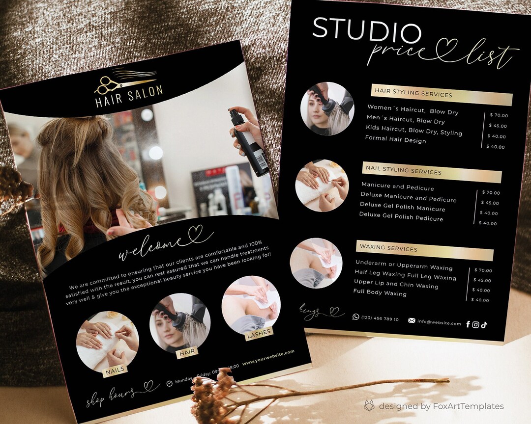 Beauty Salon Flyer Price List Template - Etsy