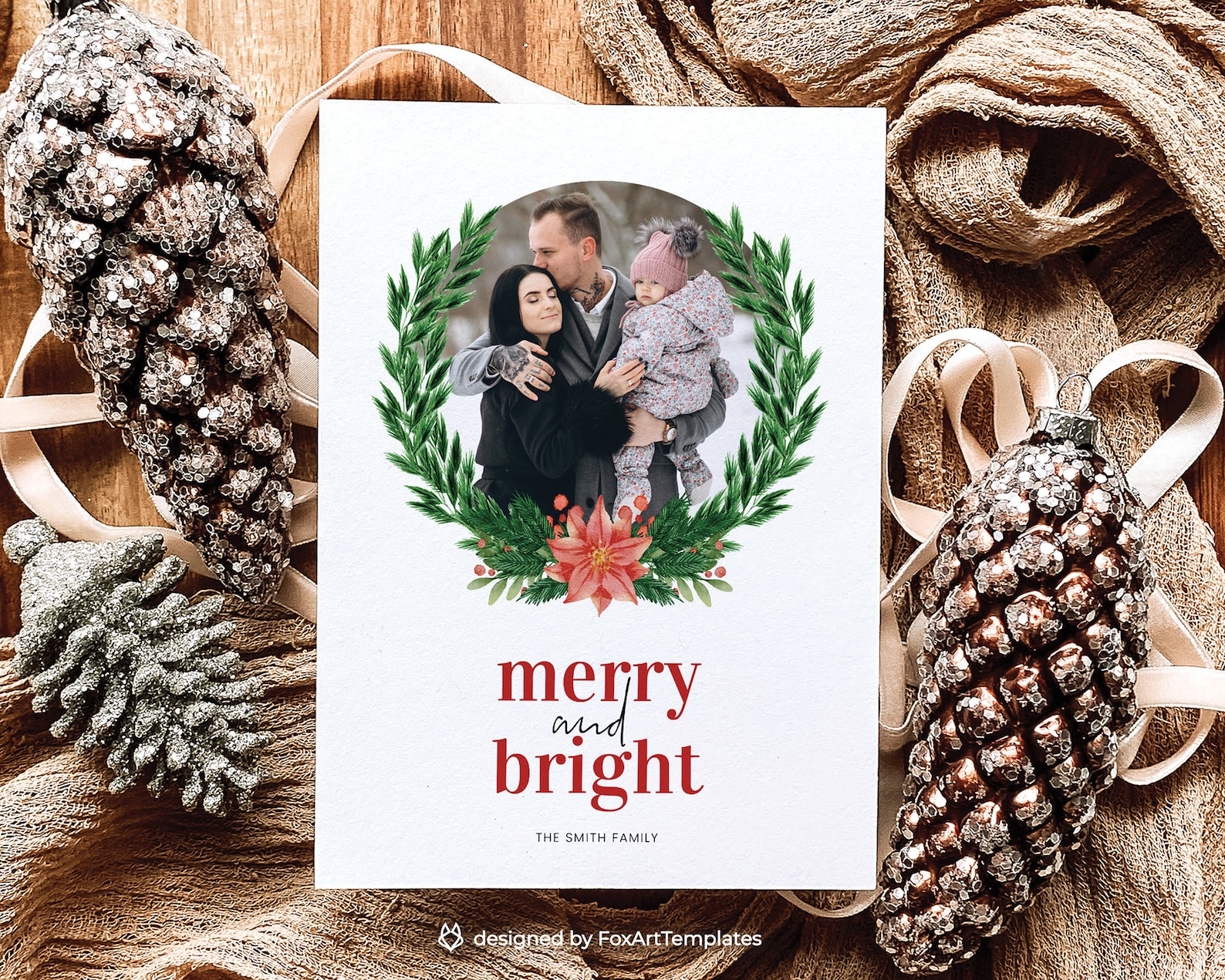 Editable Floral Christmas Card Template Watercolor Christmas - Etsy