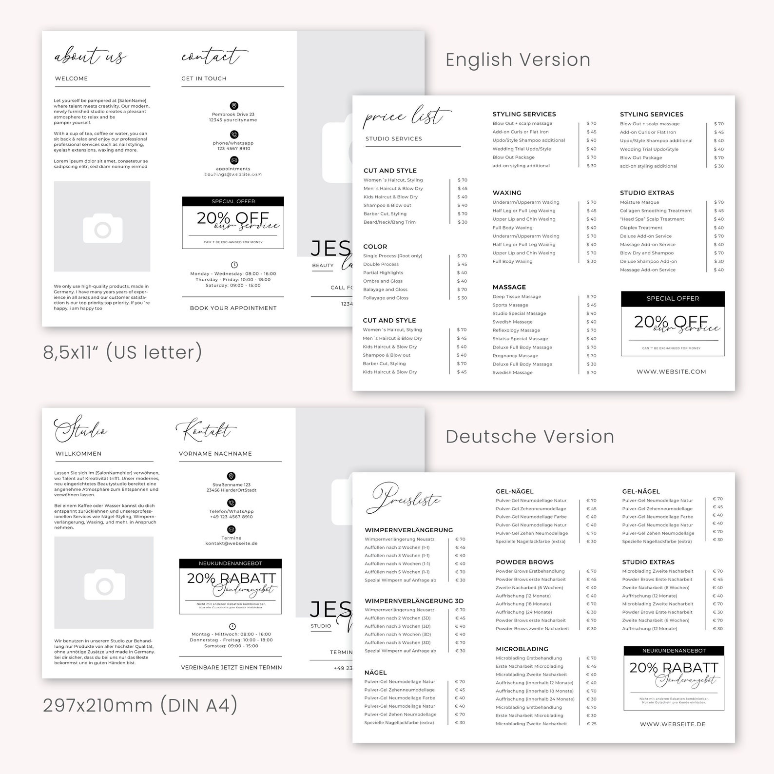 DIY Tri-fold Printable Price List Template - Etsy