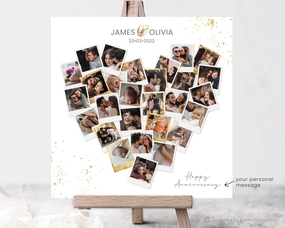 Heart Photo Collage Template • Custom Heart Shaped Collage • Valentines ...