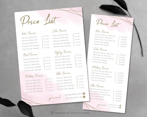 DIY Pricing Guide Price List Editable Template Printable - Etsy