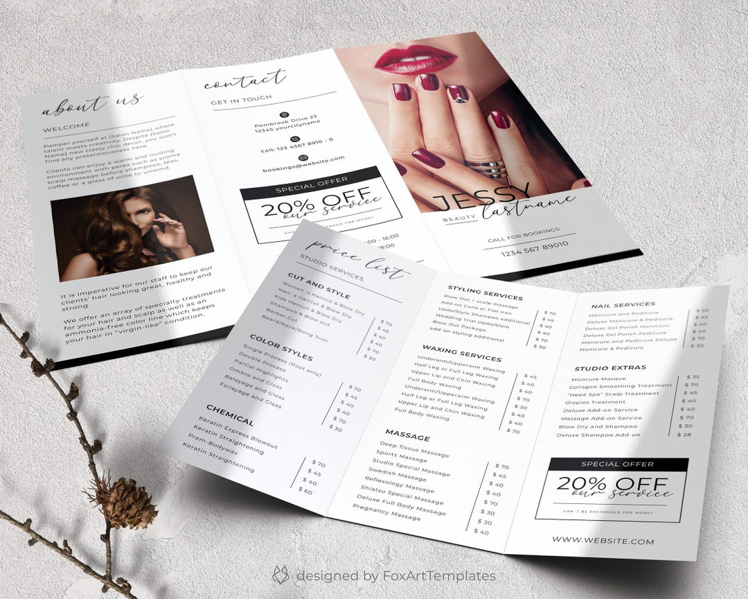 DIY Tri-fold Printable Price List Template - Etsy