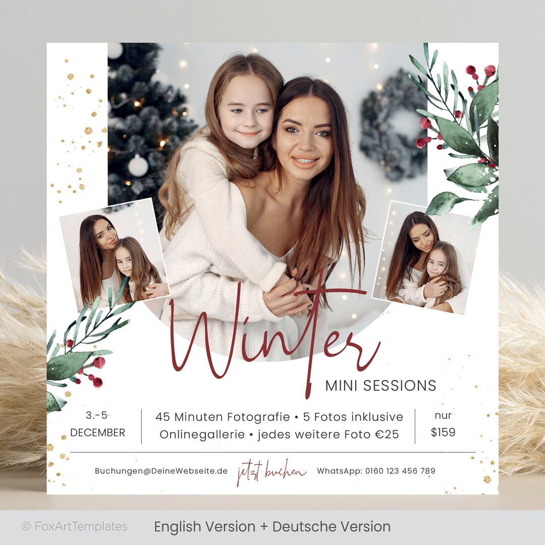Holiday Mini Session Template for Christmas PSD Photoshop - Etsy