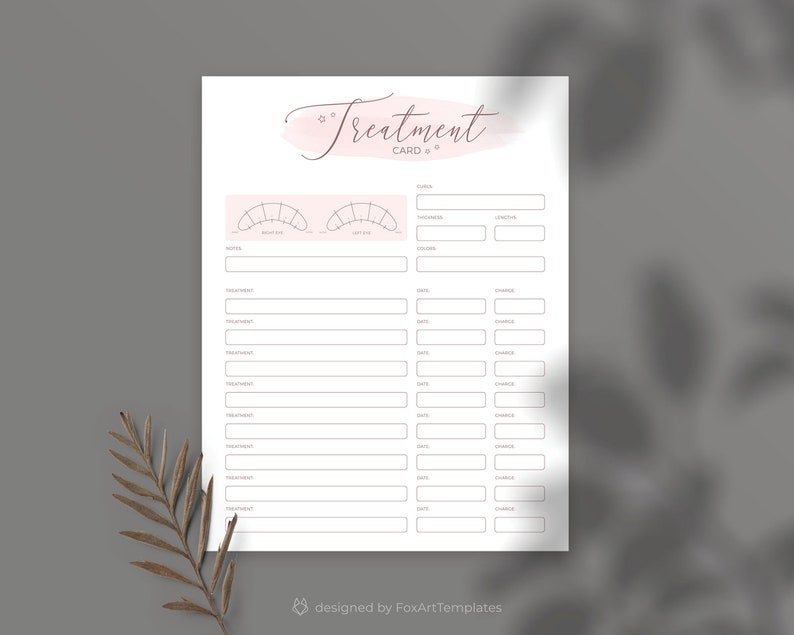 Eyelash Extension Client Card Lash Client Record Template - Etsy