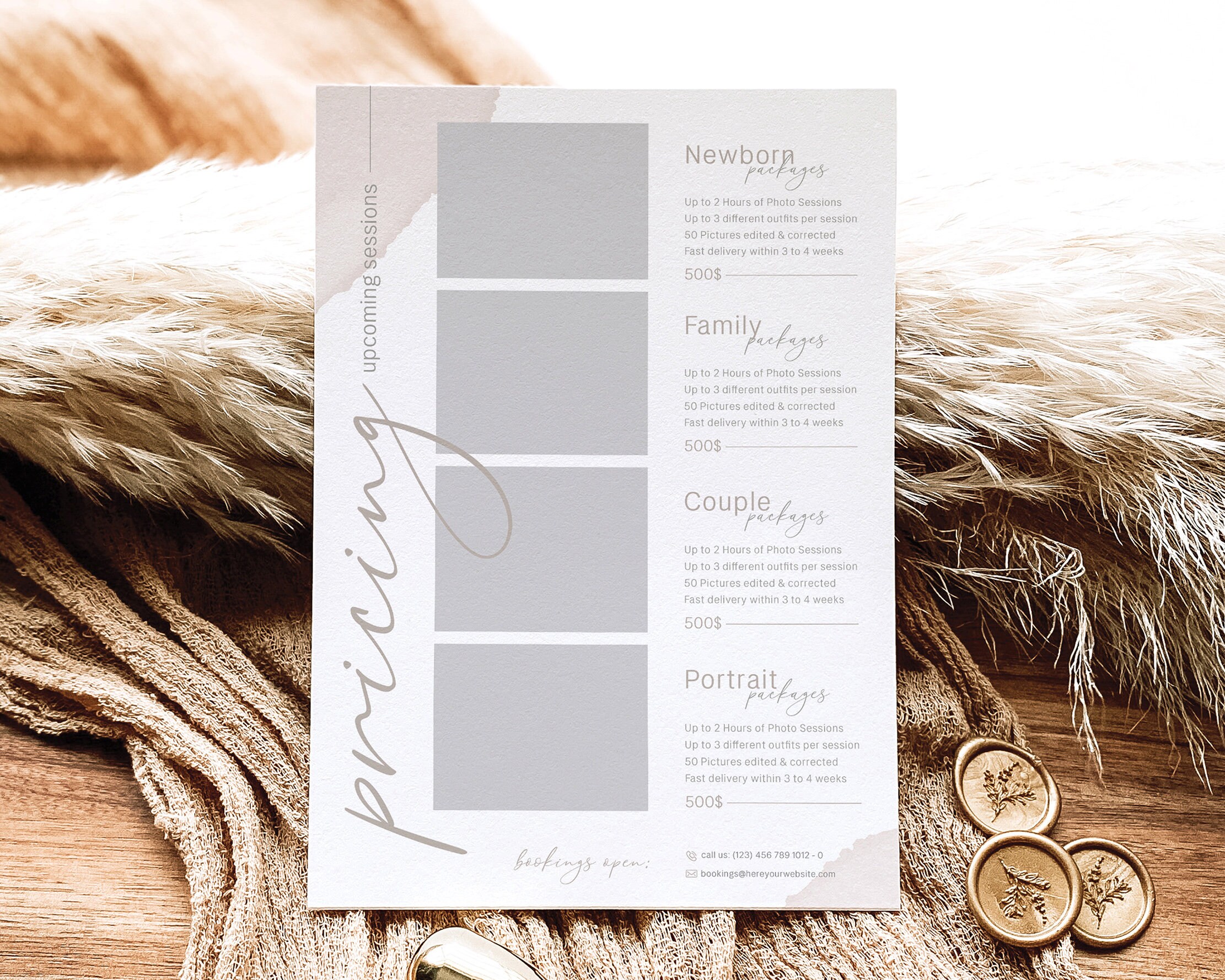 Photography Price List Photoshop Template - Etsy