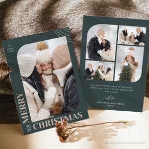 Modern Holiday Card With Multiple Photos, Editable Christmas Card ...