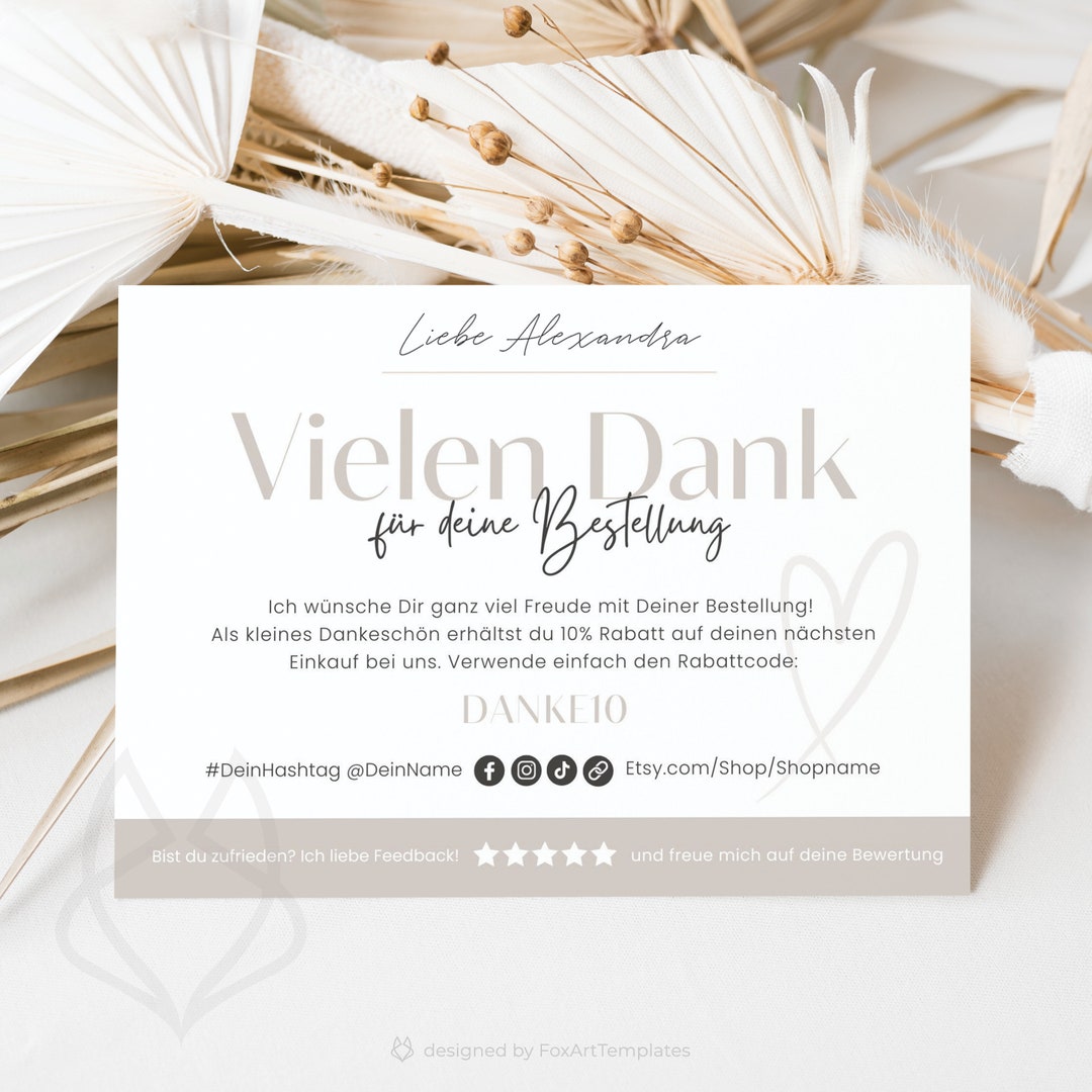 Danke Für Deine Bestellung Karte Für Kunden Als Paketbeileger - Etsy