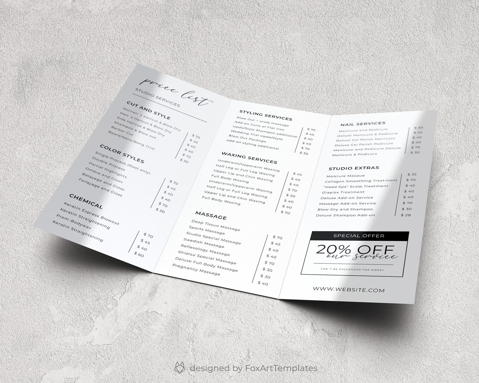 DIY Tri-fold Printable Price List Template - Etsy
