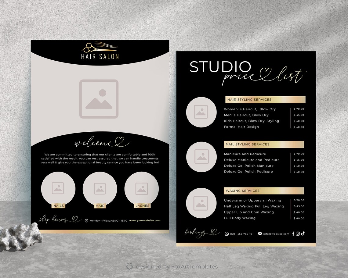 Beauty Salon Flyer Price List Template - Etsy