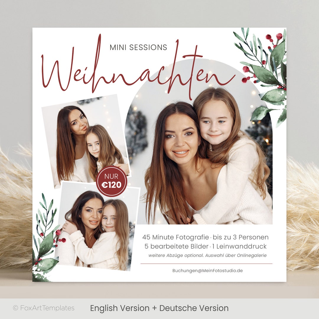 Christmas Mini Session Template for Photographers PSD Photoshop - Etsy