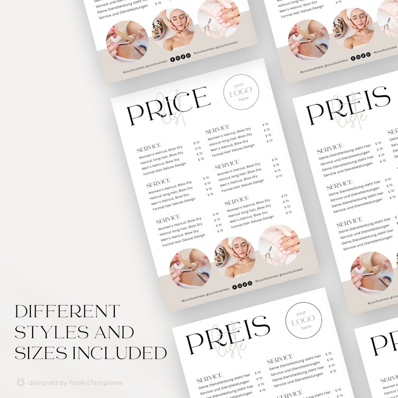 Editable Price List Template DIY Small Business Printable Pricing Guide ...