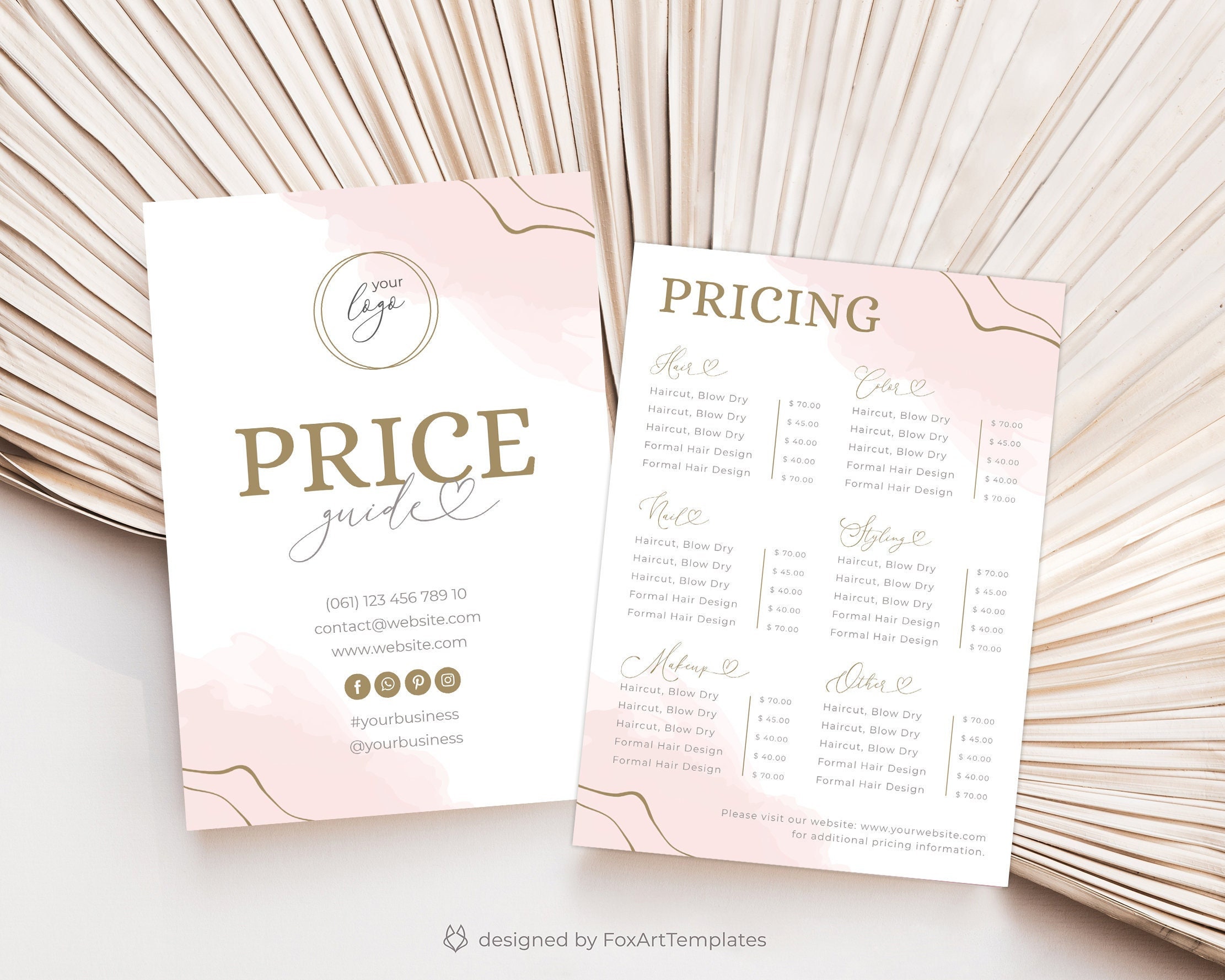 Editable Price List Template Double Sided | Etsy