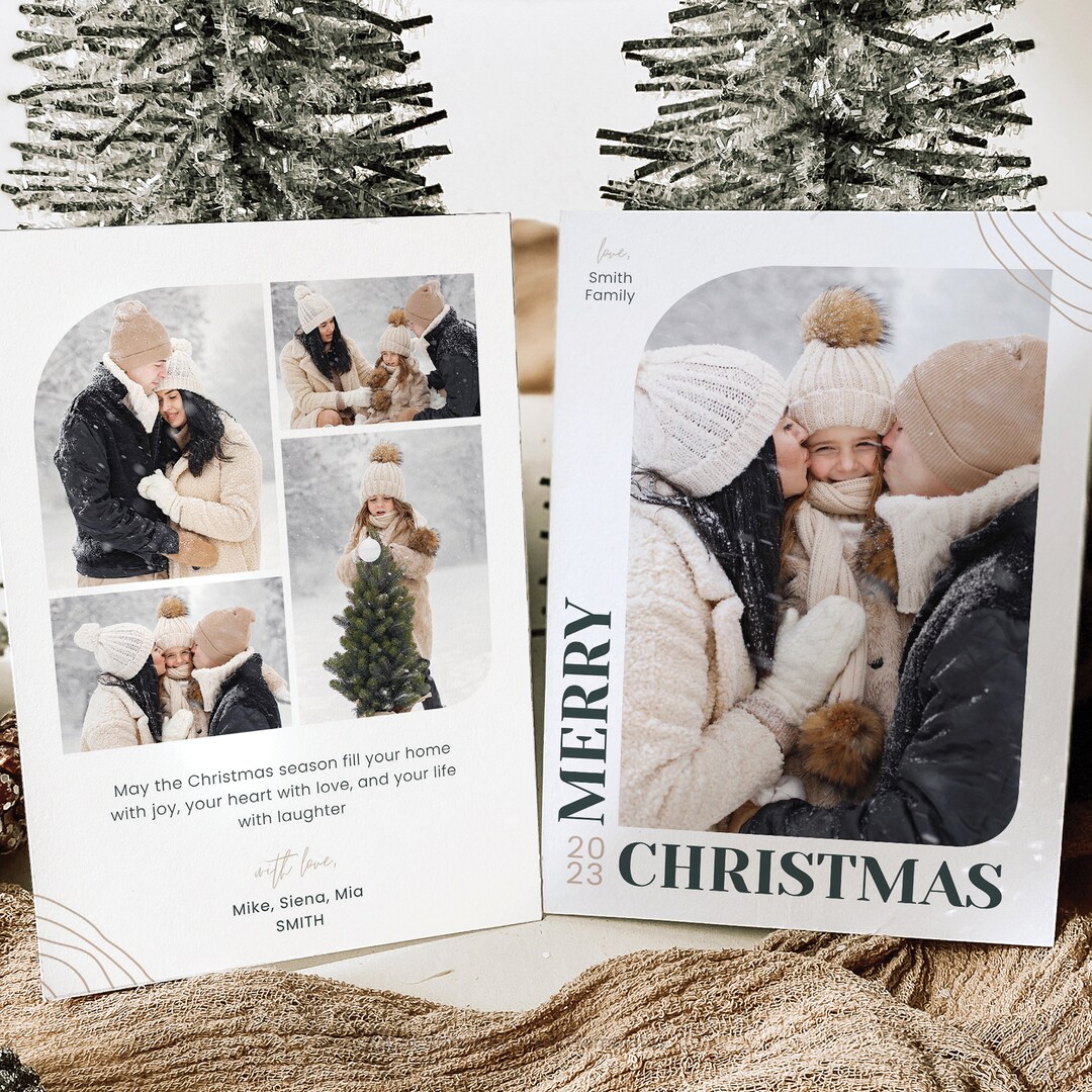 Holiday Card With Multiple Photos, Editable Christmas Card Template - Etsy