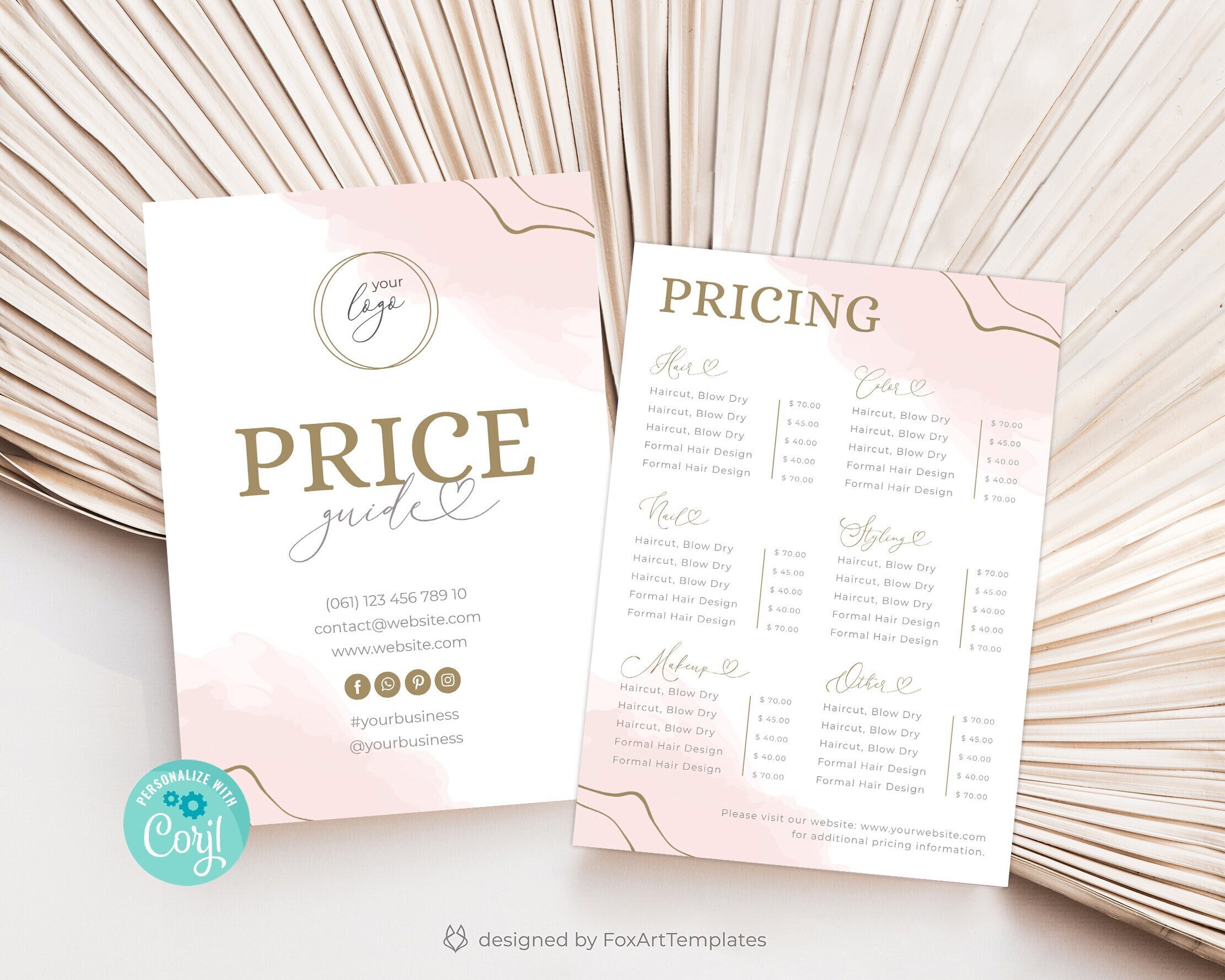 Editable Price List Template Double Sided | Etsy