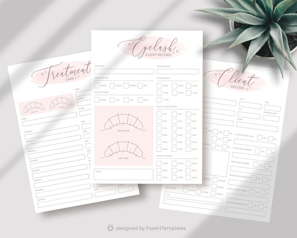 Eyelash Extension Client Card Lash Client Record Template - Etsy