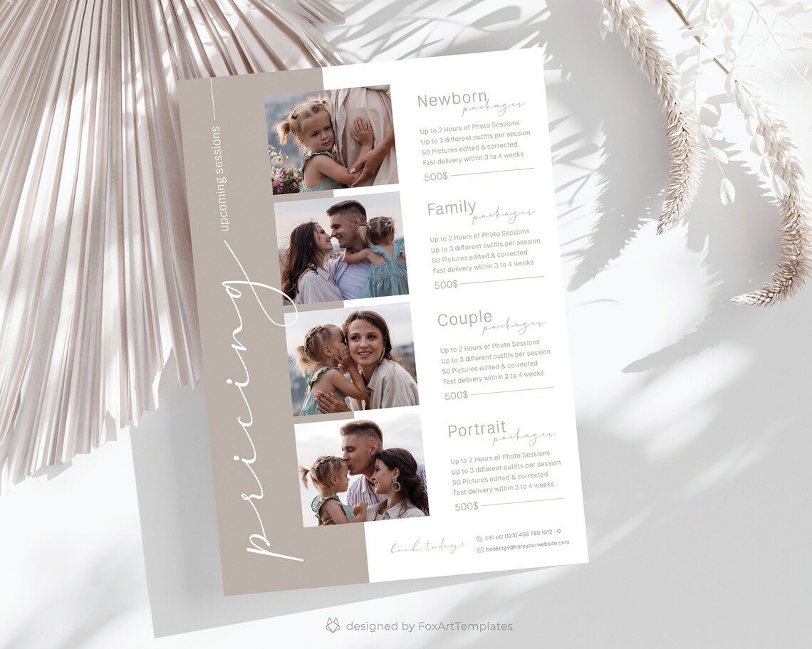 Photography Price List Photoshop Template - Etsy