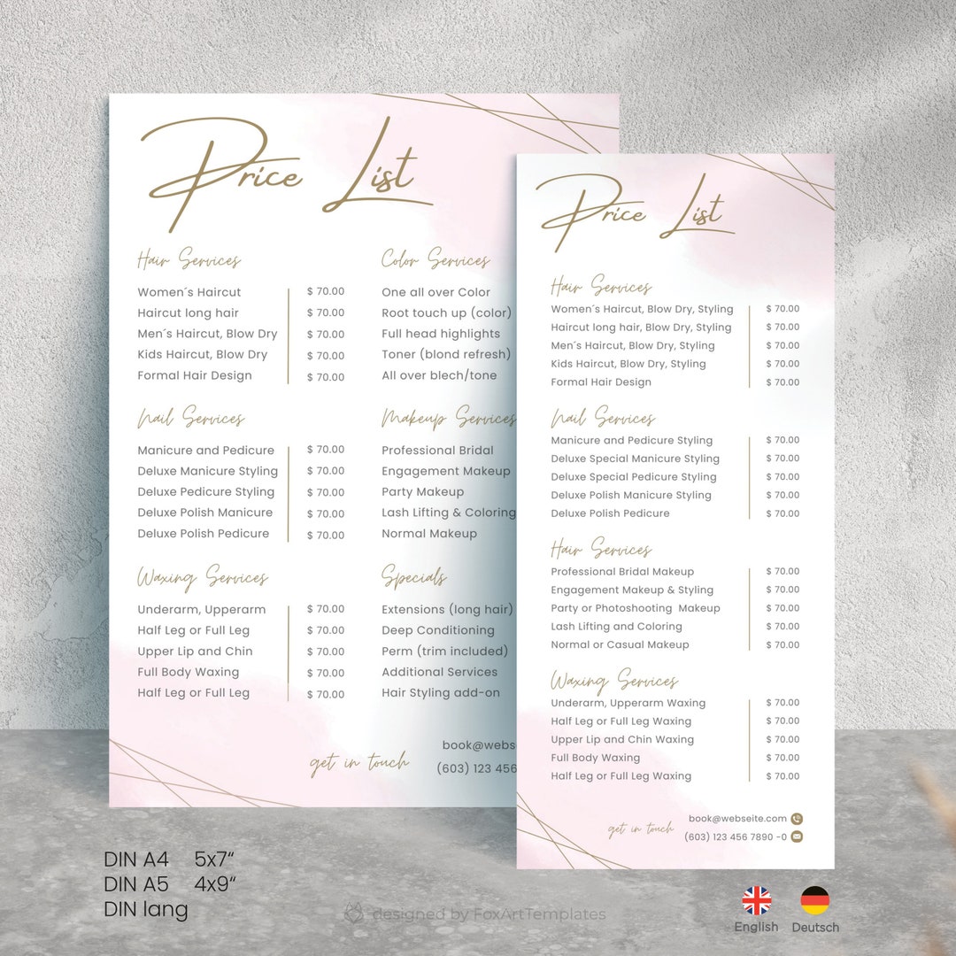 DIY Pricing Guide • Price List Editable Template • Printable Price ...