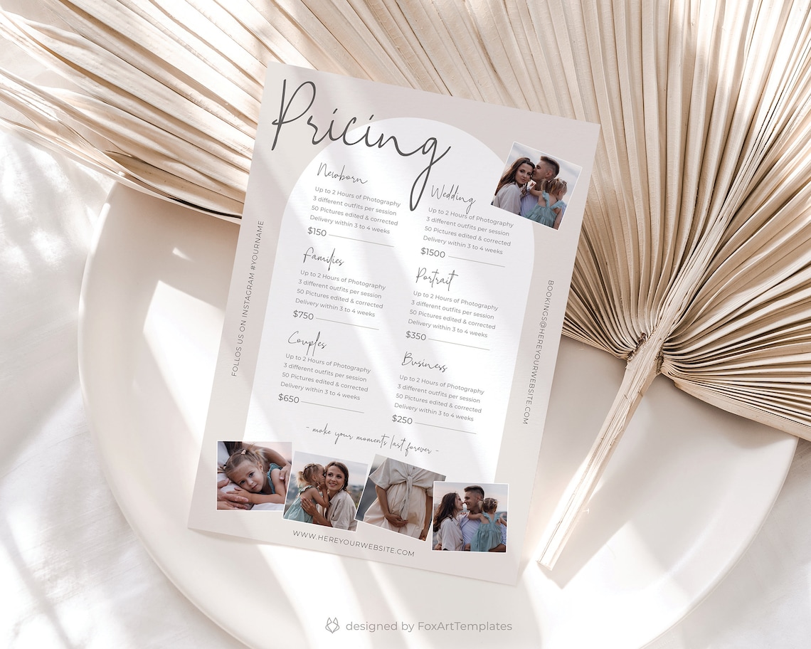 Photography Price List Template Photoshop PSD - Etsy