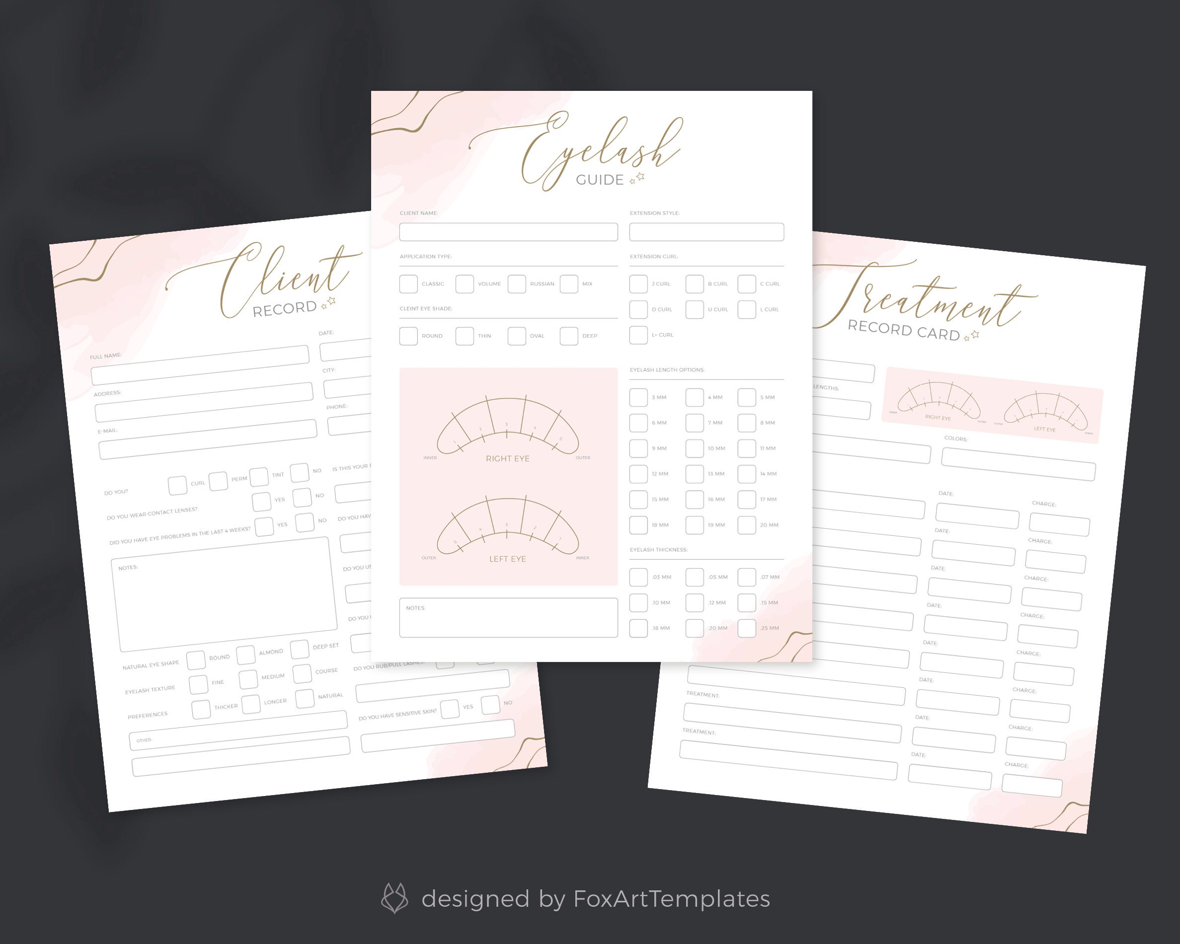 Eyelash Extension Client Card Lash Client Record Template | Etsy