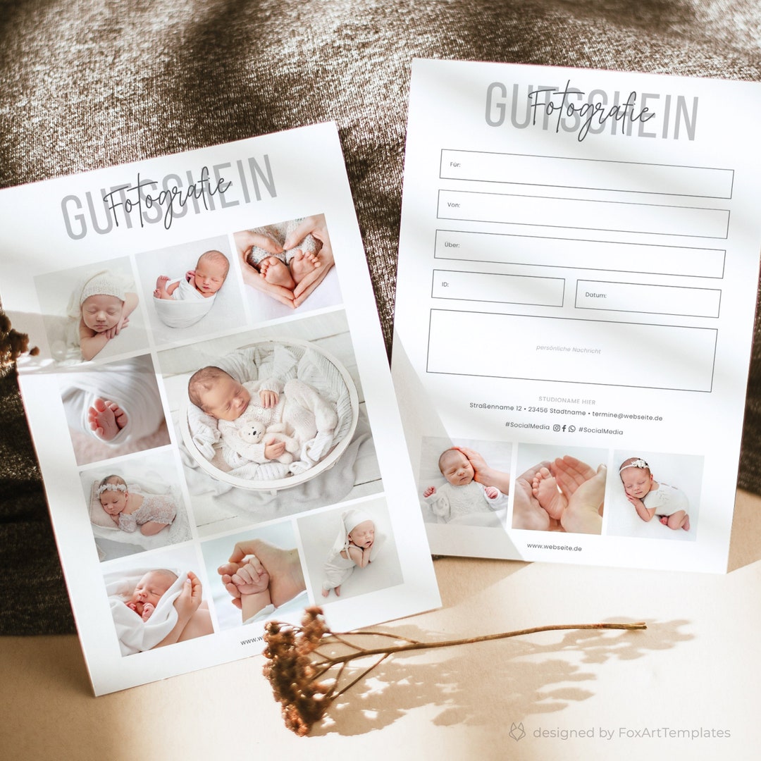 Photography Gift Card Template - Printable Photoshoot Voucher (canva ...