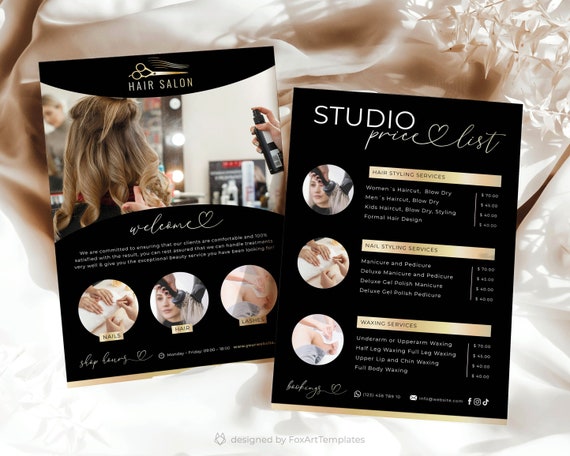 Beauty Salon Flyer Price List Template - Etsy