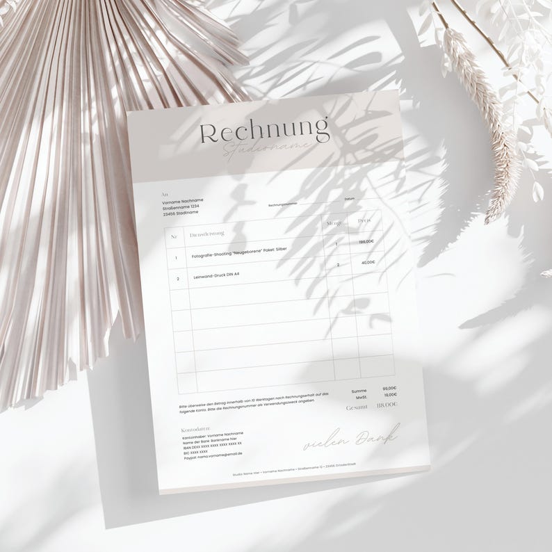 Photography Invoice Template: Canva Editable Receipt (DIN A4) - Etsy