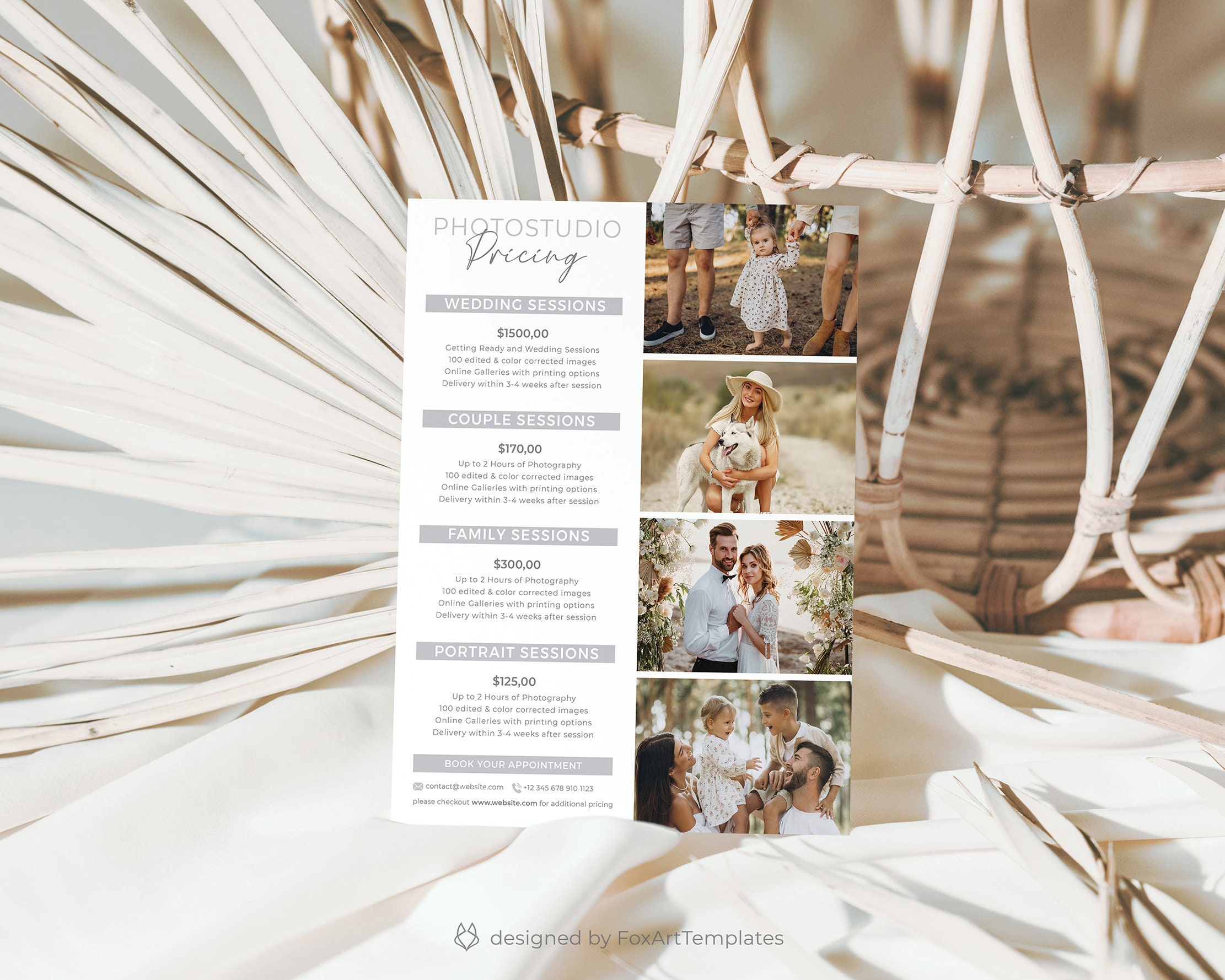 Photography Price List Photoshop Template | Etsy